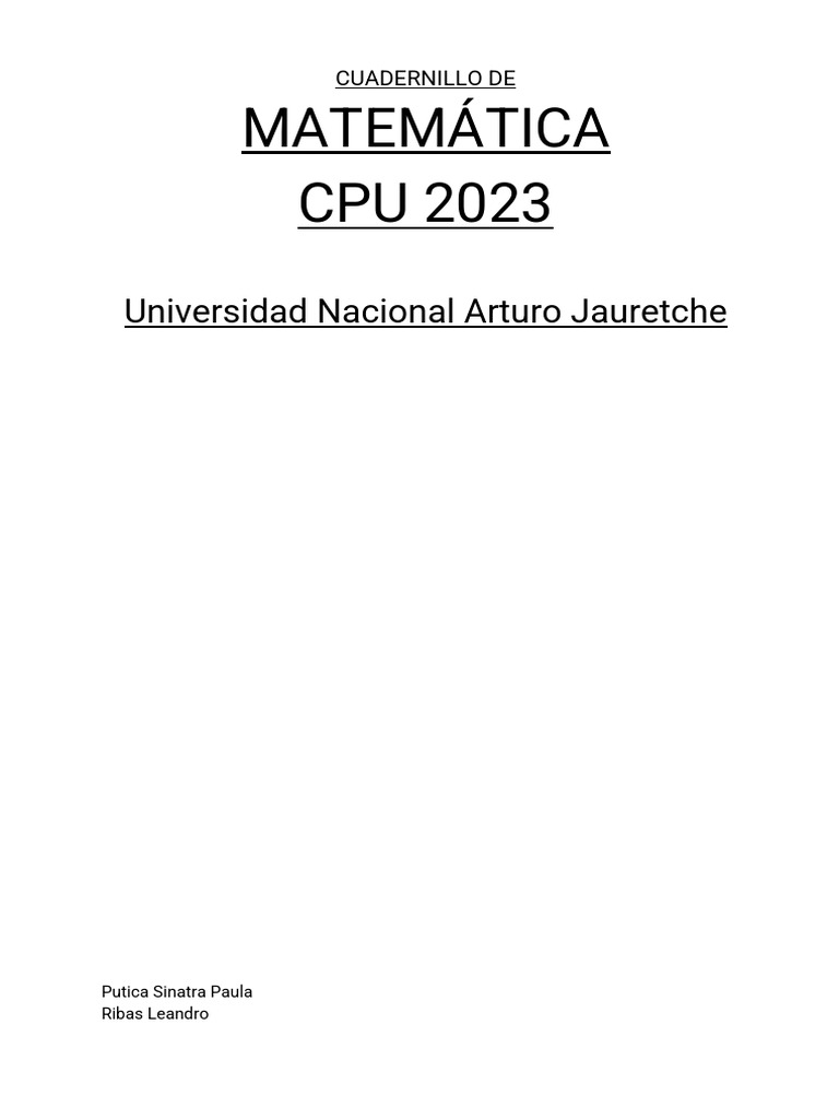 Cuadernillo MatemÃ¡Tica CPU 2023 | PDF | Matemáticas