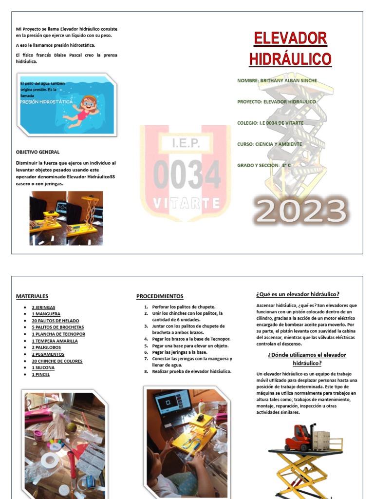 Triptico | PDF | Hidráulica | Ascensor