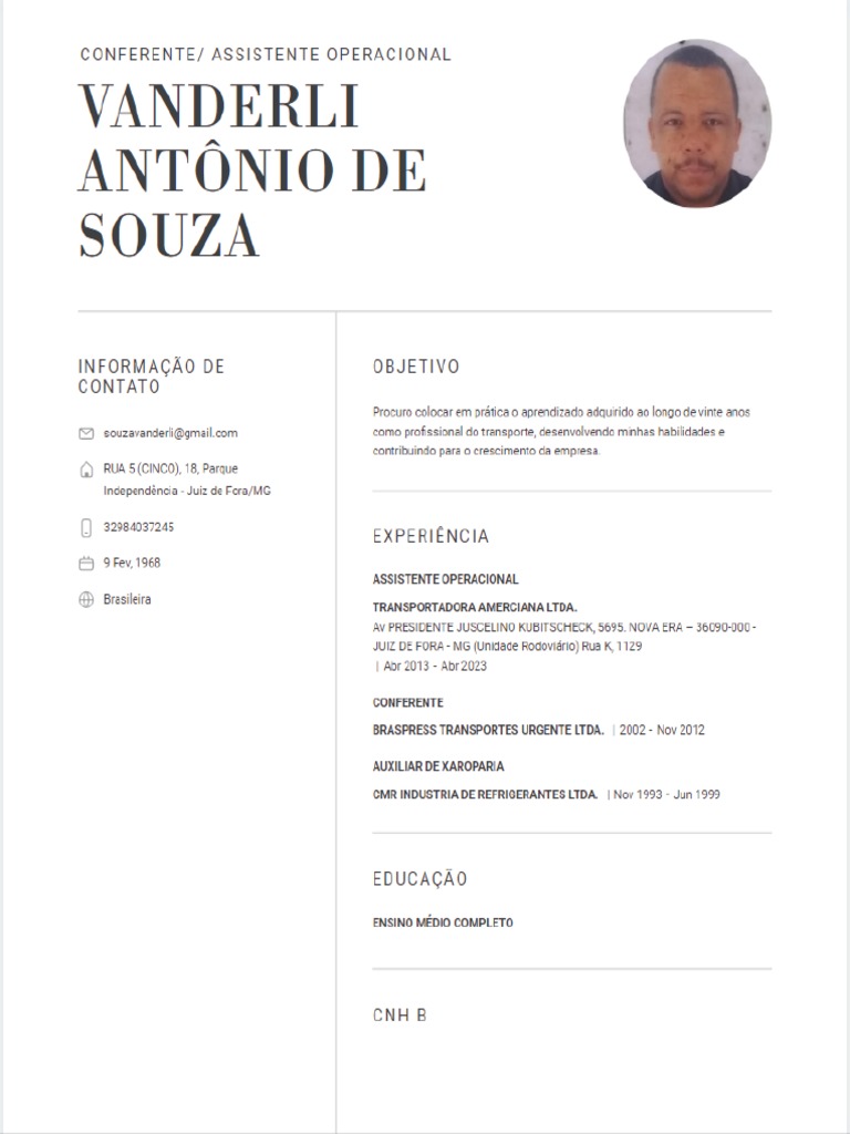 Currículo Vanderli | PDF