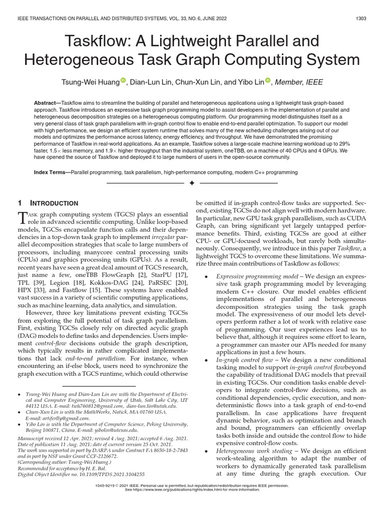tpds21 Taskflow | PDF | Parallel Computing | Graphics Processing Unit