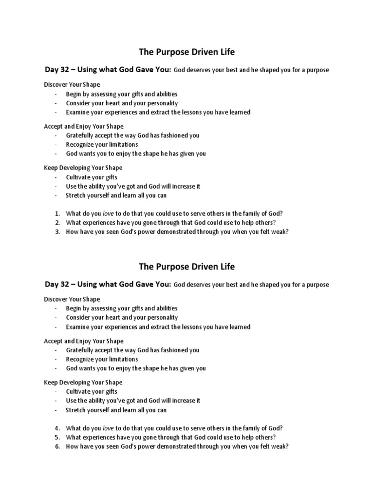 The Purpose Driven Life | PDF