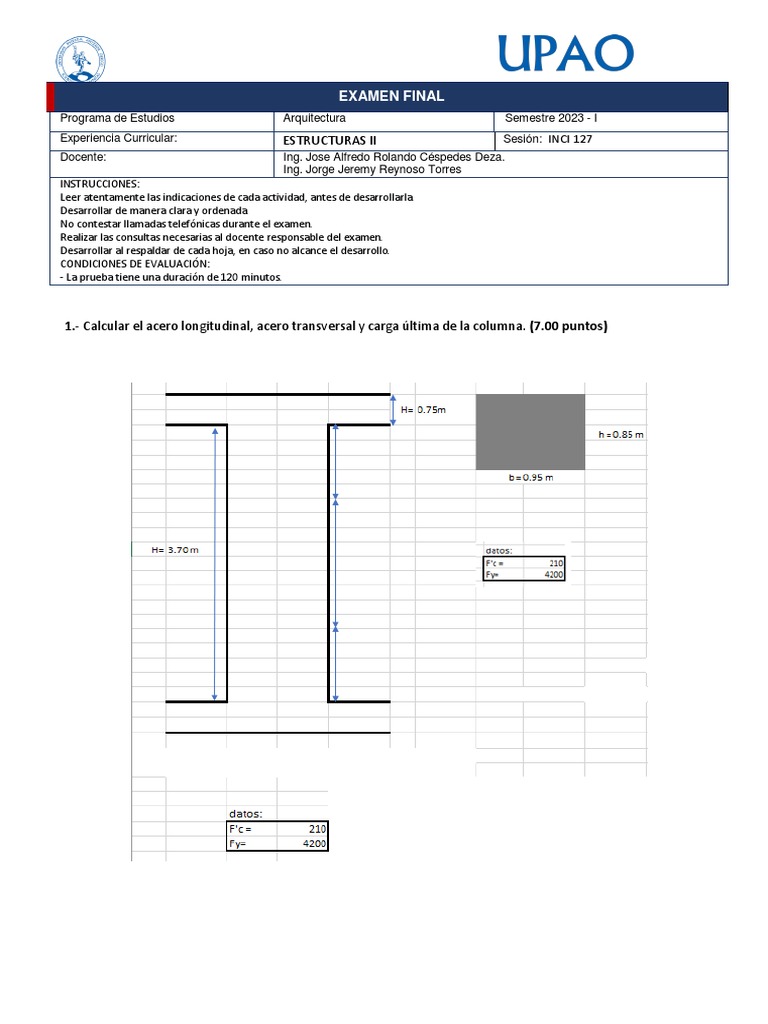 A1. Examen Final Estructuras Ii - 7am Jueves | PDF