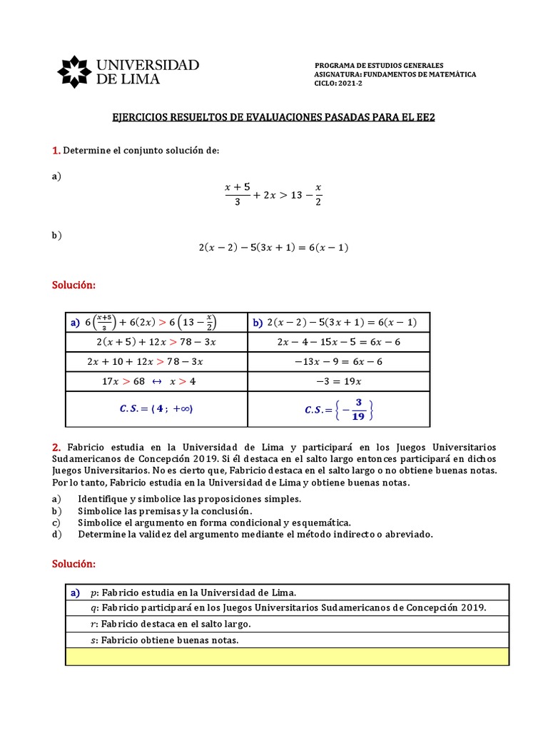 Ejercicios Resueltos de Evaluaciones Pasadas para EE2 de FM | PDF