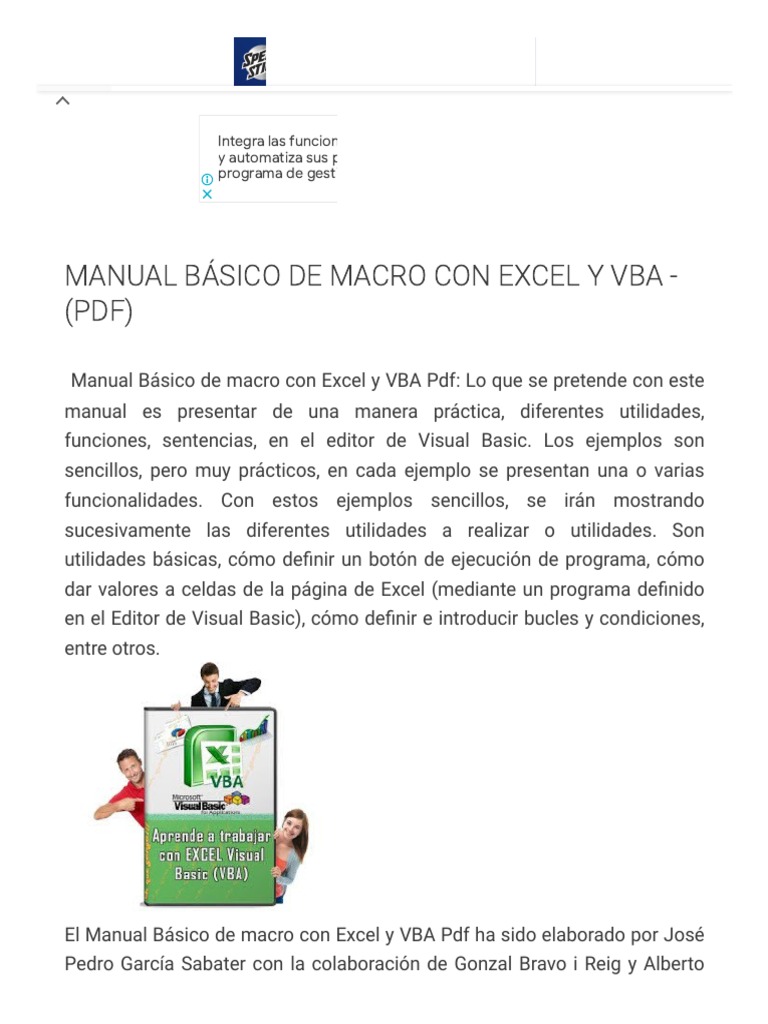 MANUAL BÁSICO DE MACRO CON EXCEL Y VBA - (PDF) - Siempre Excel | Descargar gratis PDF ...