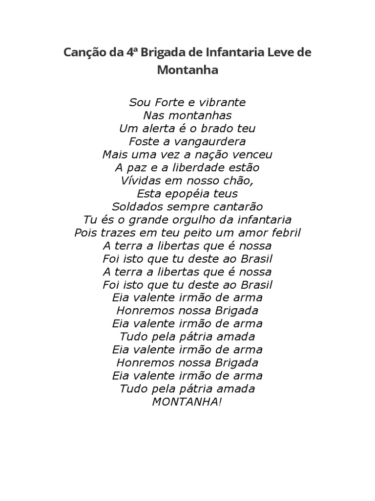 Canção da 4ª Brigada de Infantaria | PDF
