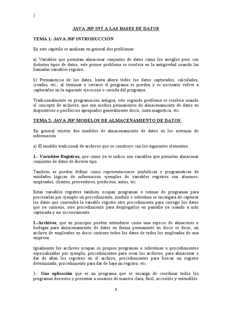 Java JSP Int A Las Bases de Datos1 | PDF | SQL | Mi sql