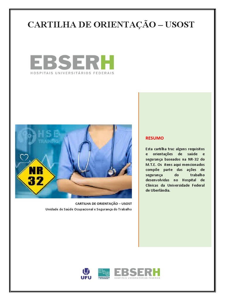 Cartilha NR 32 | PDF | Segurança e saúde ocupacional | Enfermagem