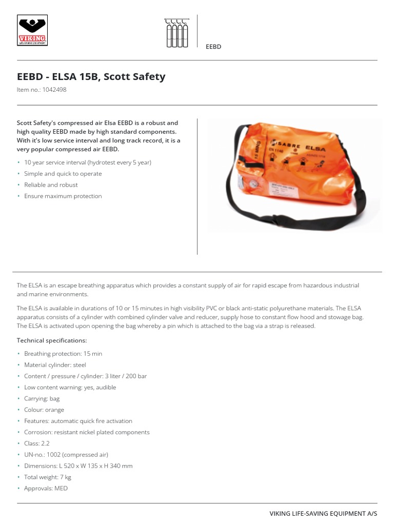 EEBD - ELSA 15B, Scott Safety | PDF