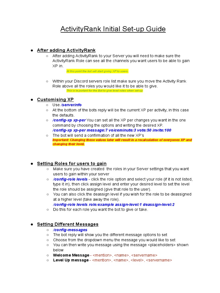 Activity Rank Initial Set-Up Guide | PDF | Operating System Families ...