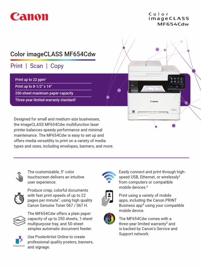 imageCLASS MF654 Brochure | PDF | Printer (Computing) | Computer Network