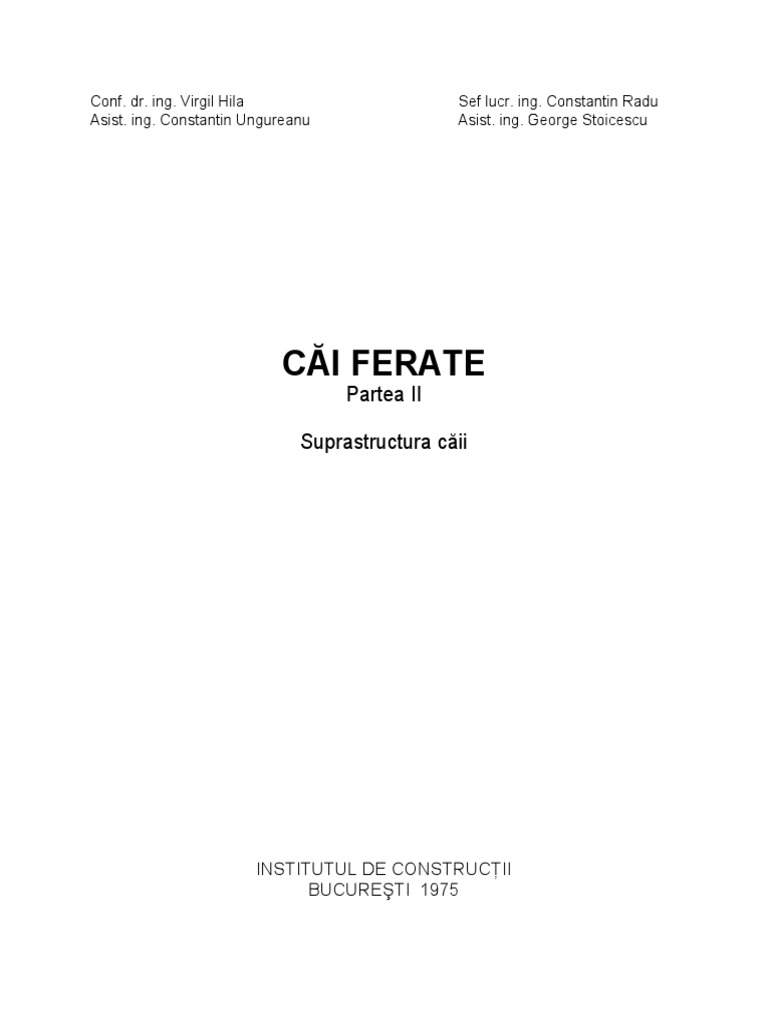 CAI FERATE Partea II Suprastructura Caii | PDF
