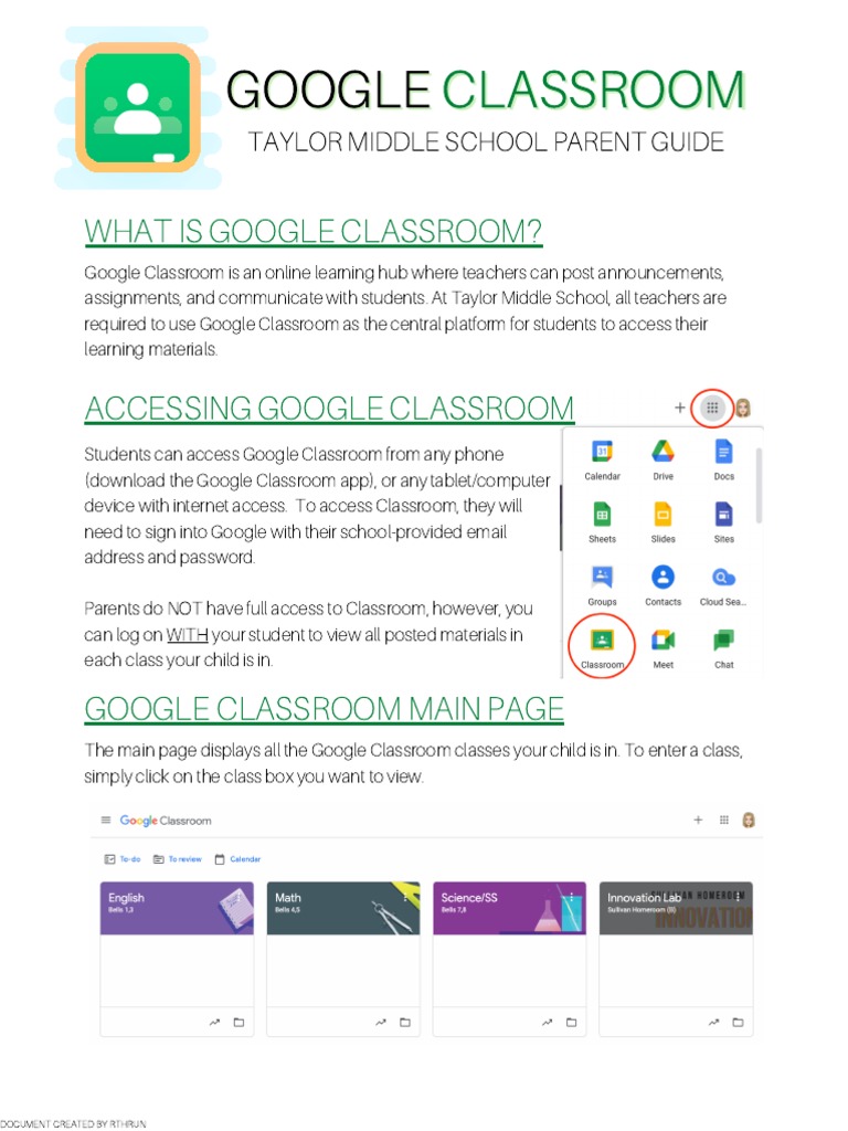 Google Classroom Parent Handout | PDF | Classroom | Homework