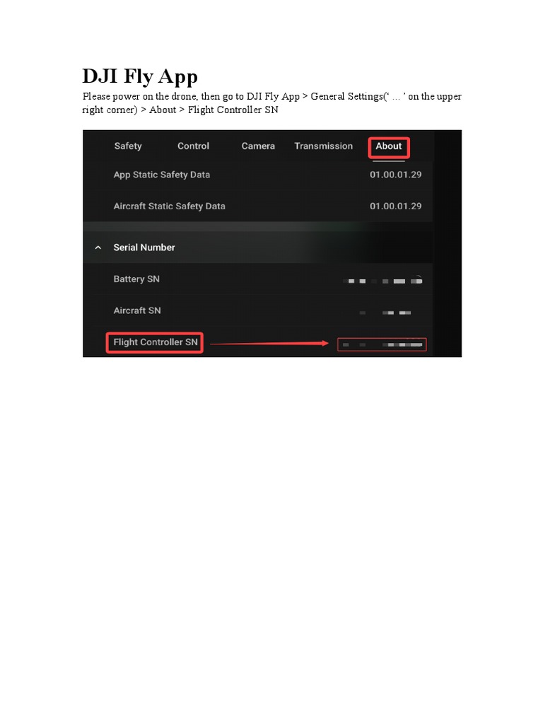 Locate DJI Flight Controller Serial Number | PDF