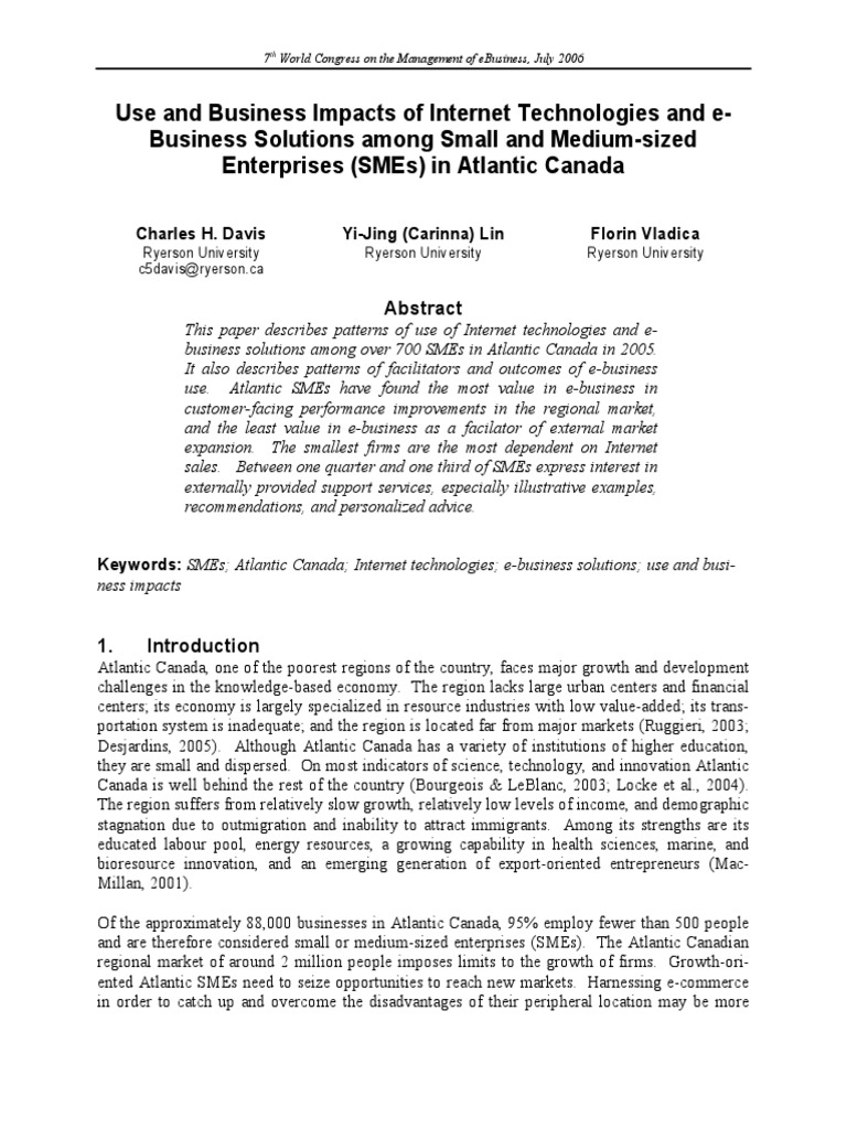 Davis-Lin-Vladica - Use and Business Impacts of Internet Technologies ...