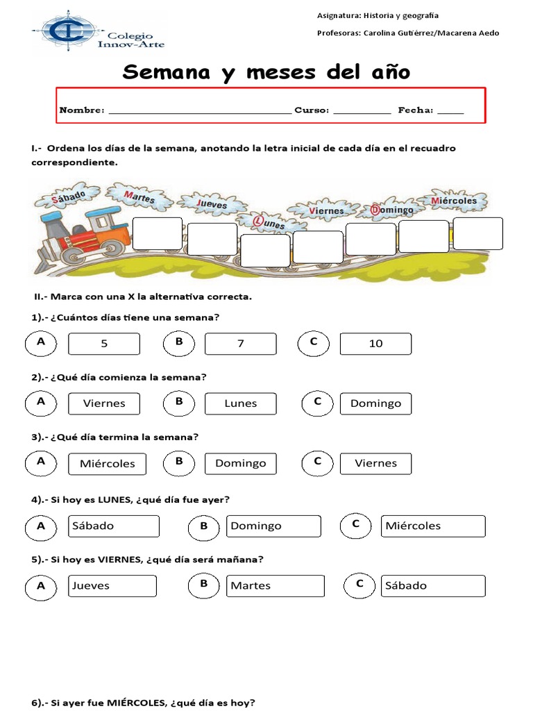Guía Dias de La Semana | PDF