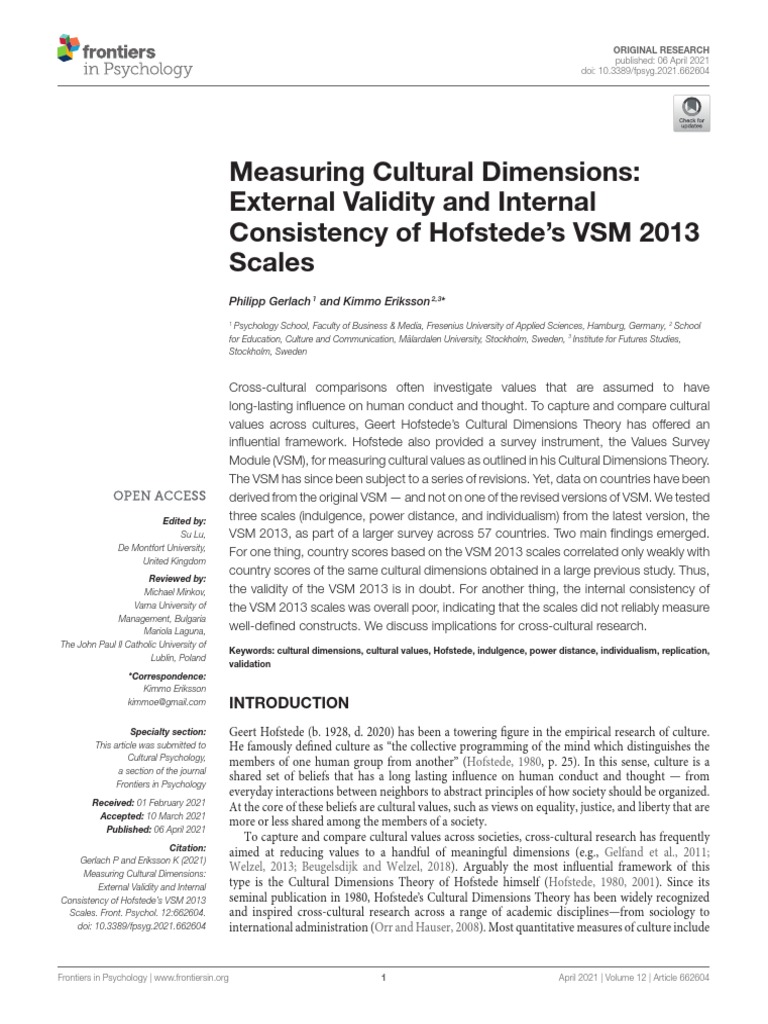Measuring Cultural Dimensions External Validity An | PDF | Validity (Statistics) | Sampling ...