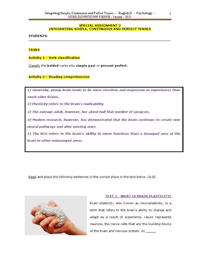 Sa 2 Integrating Simple, Continous and Perfect - Practice - Level Ii ...