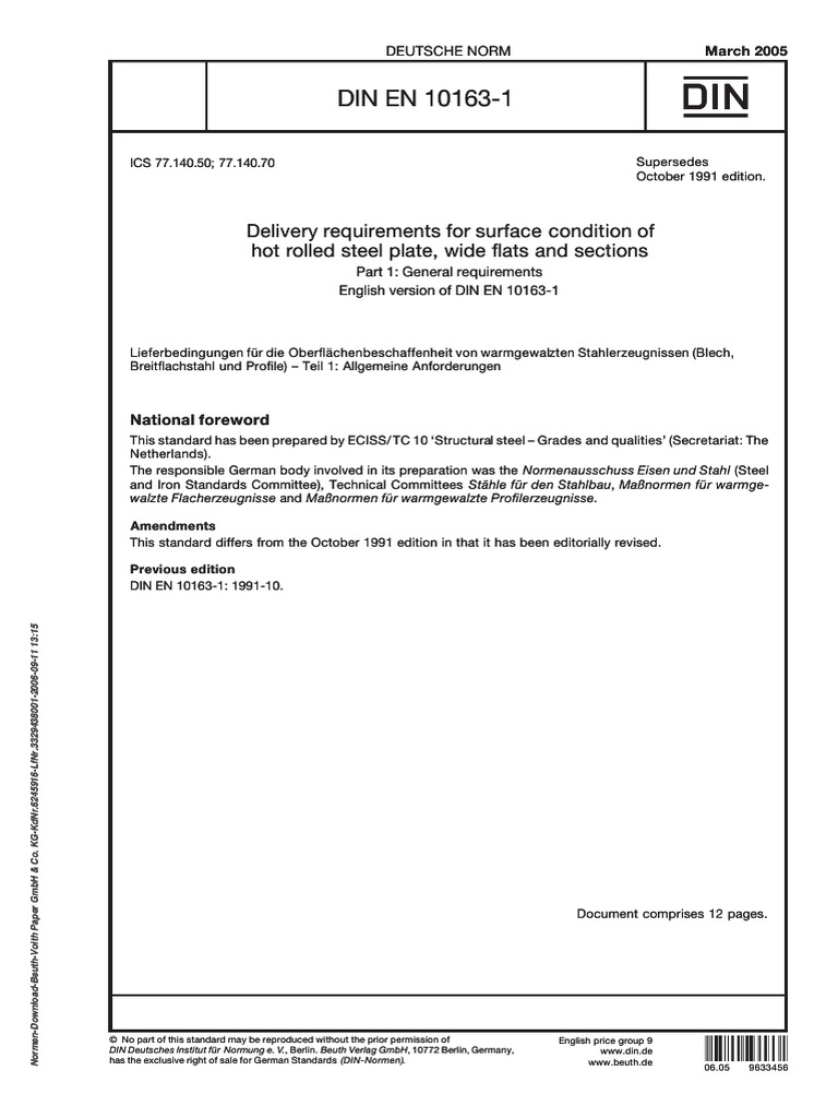 Din en 10163 1 2005 | Download Free PDF | Europe