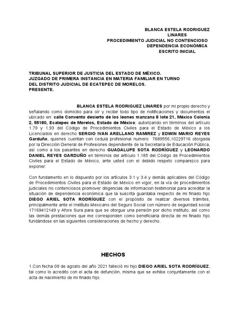 Dependencia Económica: Procedimiento Judicial en Ecatepec | PDF | México