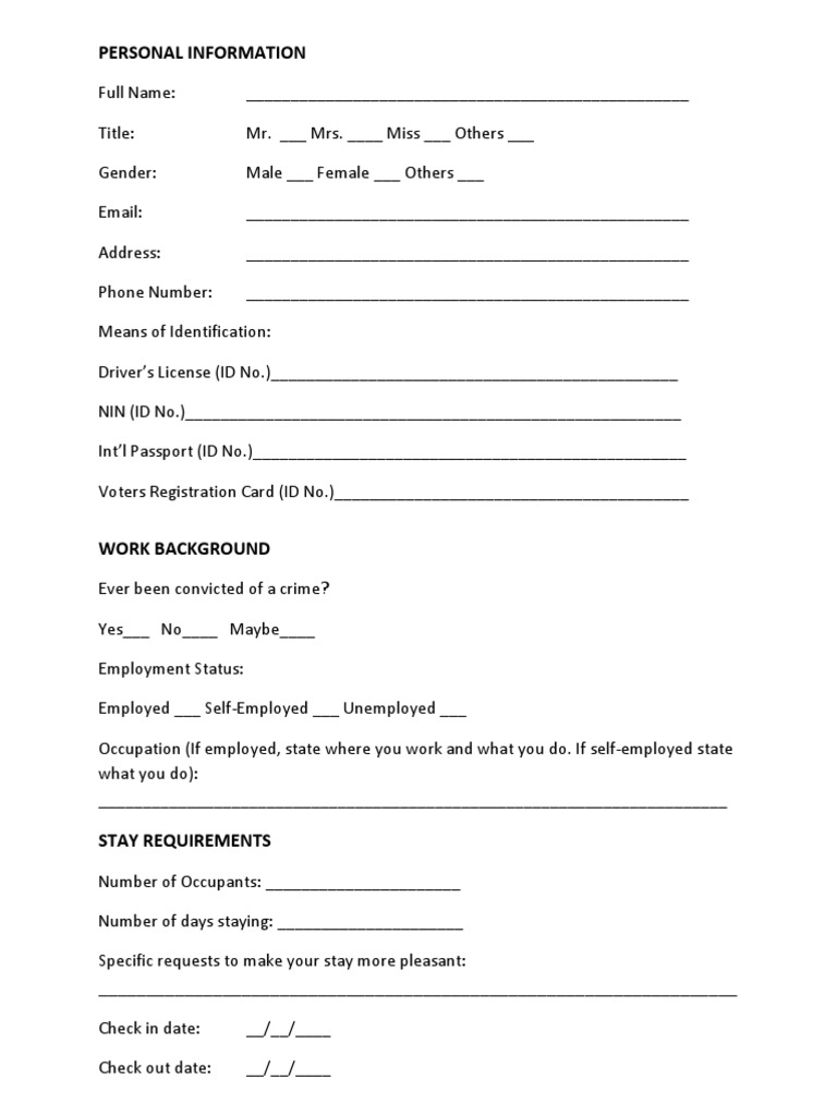 Guest Registration Form | PDF
