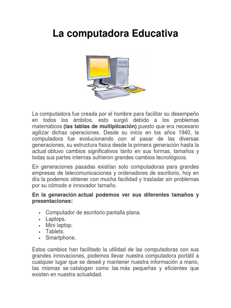 La Computadora Educativa | PDF | Ordenador portátil | Informática