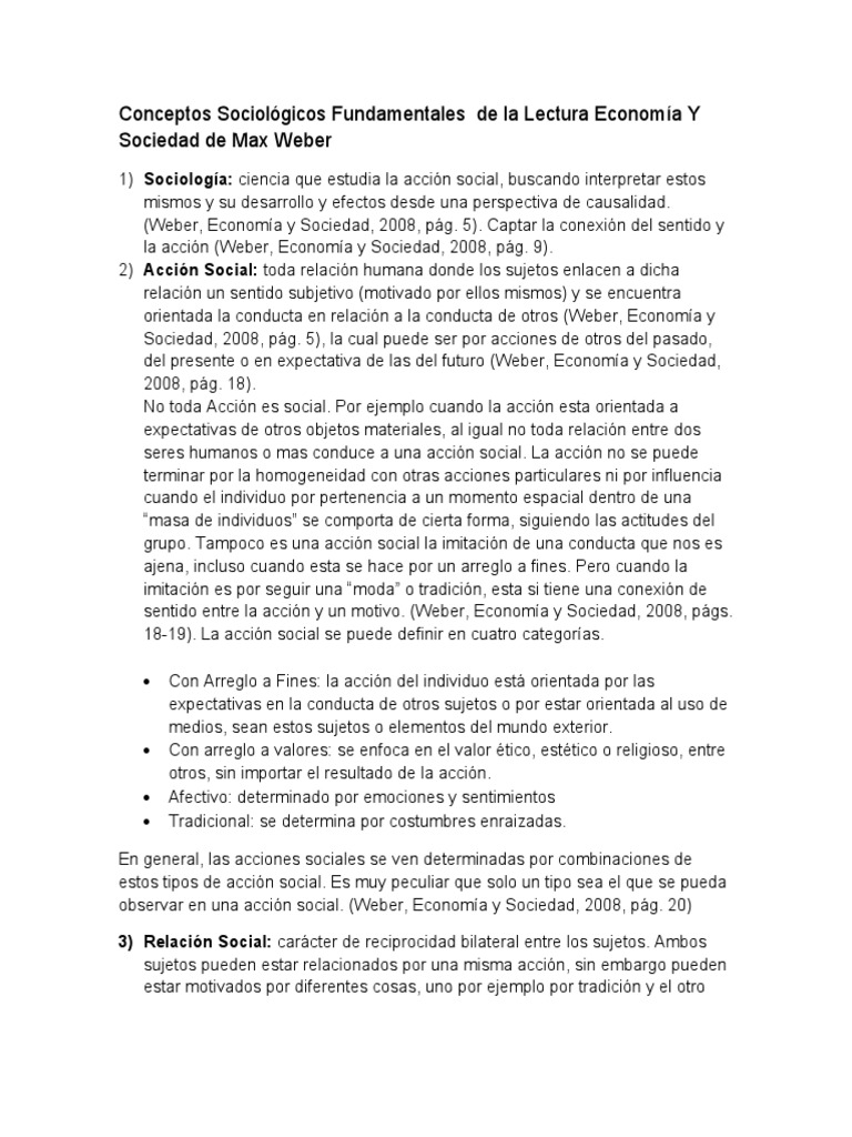 Conceptos Sociologicos Fundamentales de La Lectura Economia Y Sociedad ...
