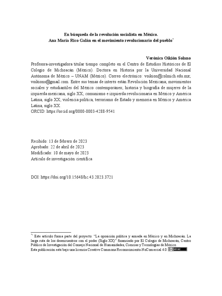En Búsqueda de La Revolución Socialista en México. Ana María Rico Galán ...