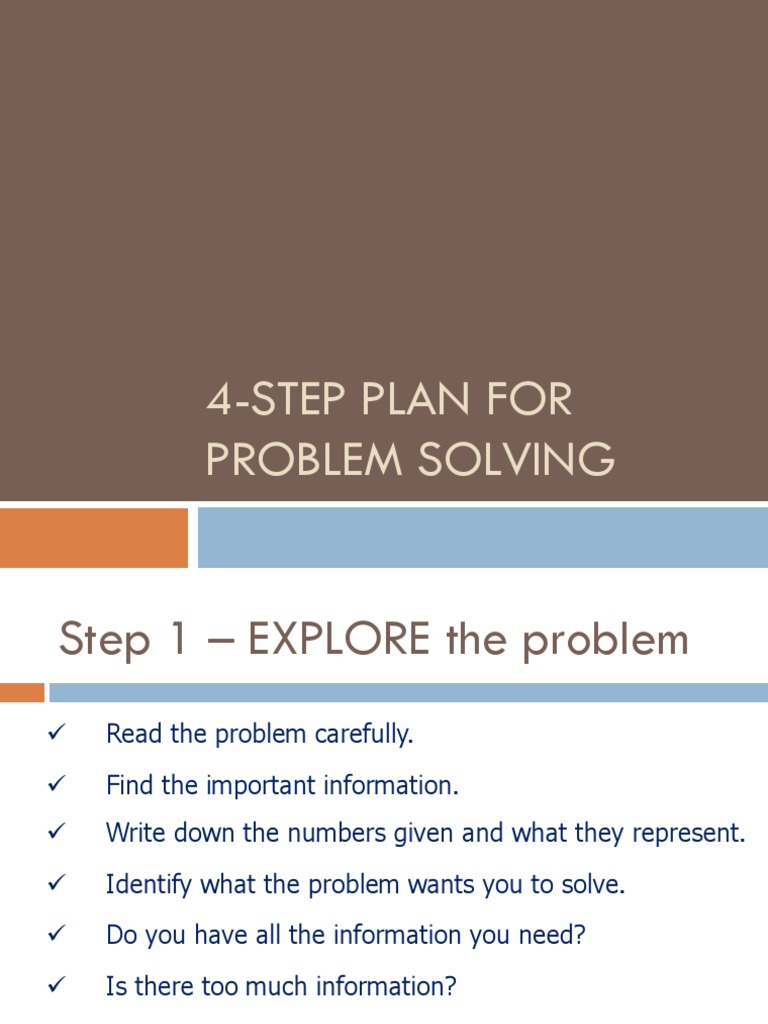 4-Step Problem Solving Plan | PDF