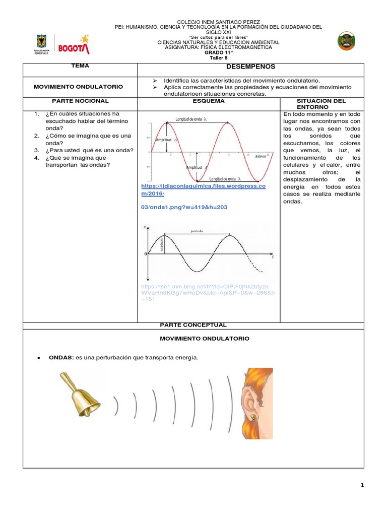 Taller 8 Movimiento Ondulatorio | PDF | Olas | Longitud de onda