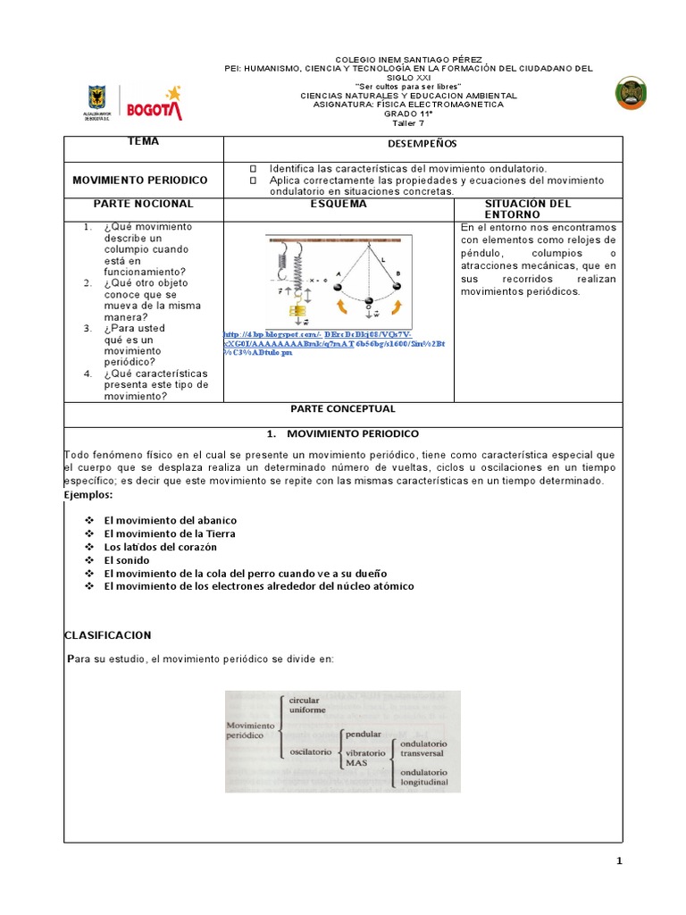 Taller 7 Movimiento Periódico | PDF | Oscilación | Física Aplicada e ...