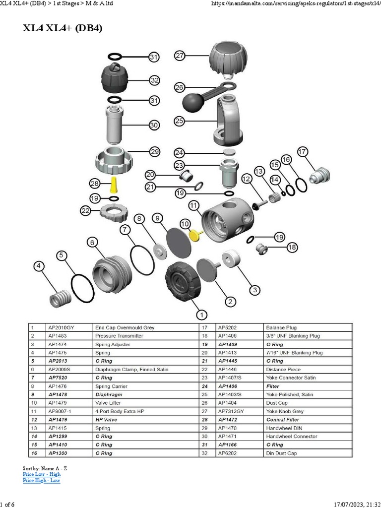 XL4 XL4+ (DB4) - 1st Stages - Exploded Diagram | PDF