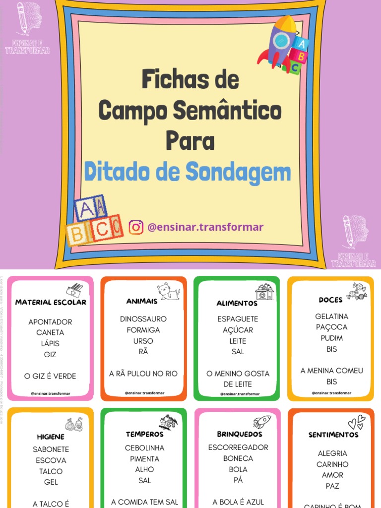 Fichas de Sondagem: Campos Semânticos | PDF