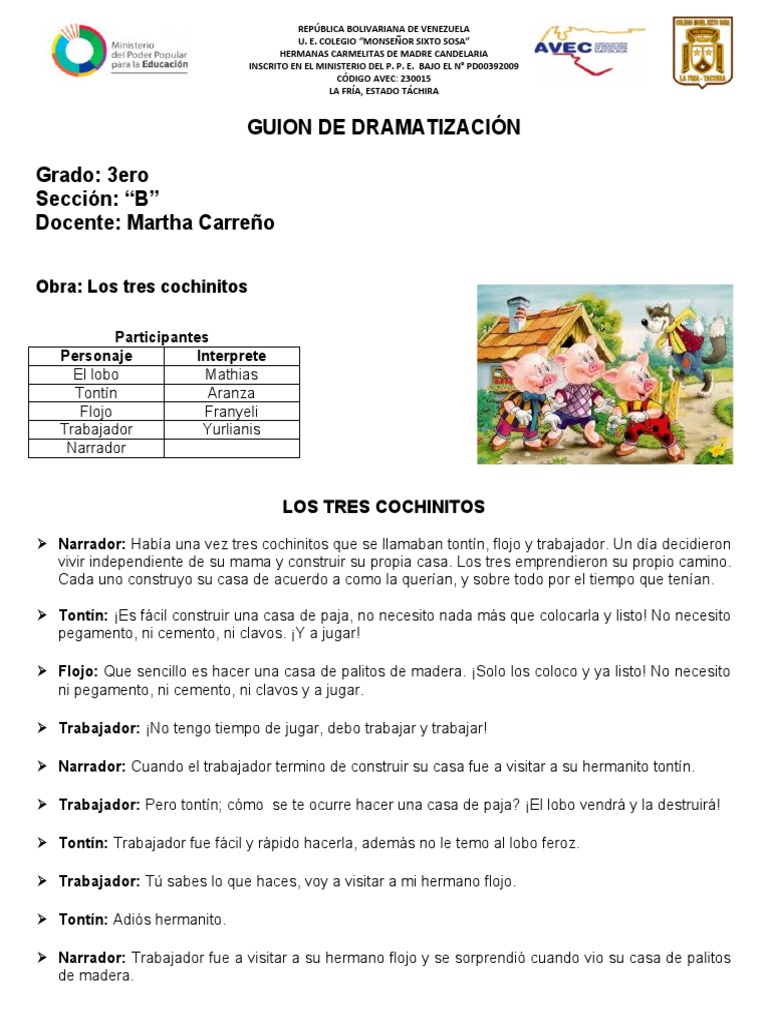 Guion de "Los Tres Cochinitos" | PDF