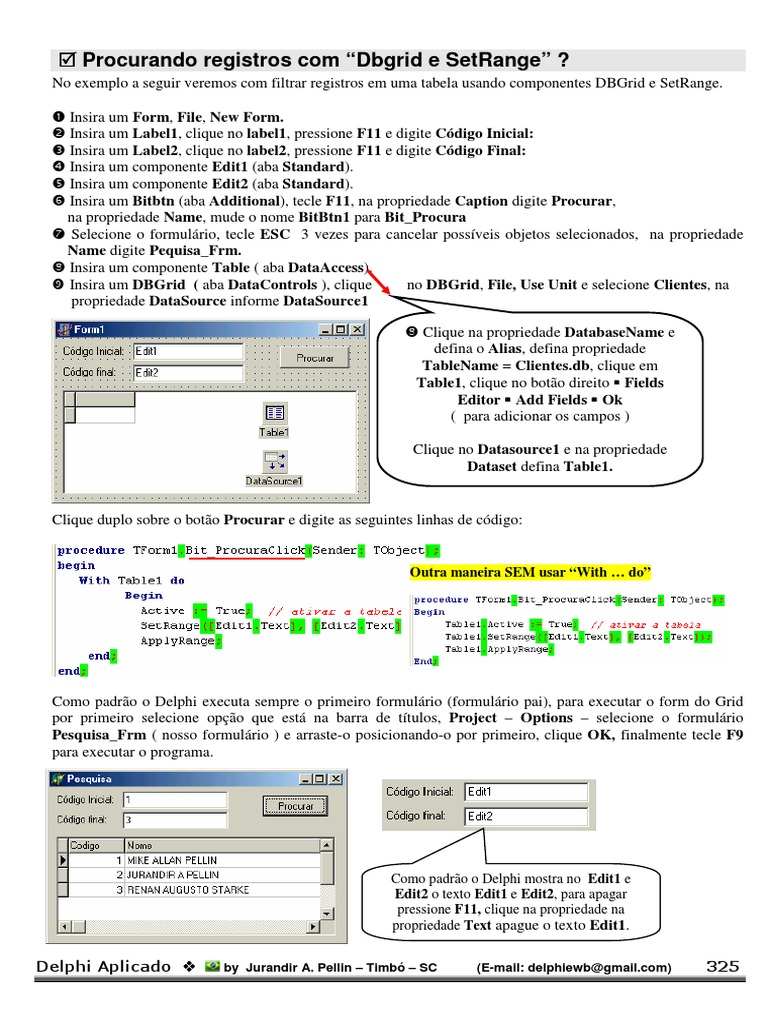 3 Delphi Aplicado - 325 - 472 - 147 Pgs | PDF | SQL | Tabela (banco de dados)