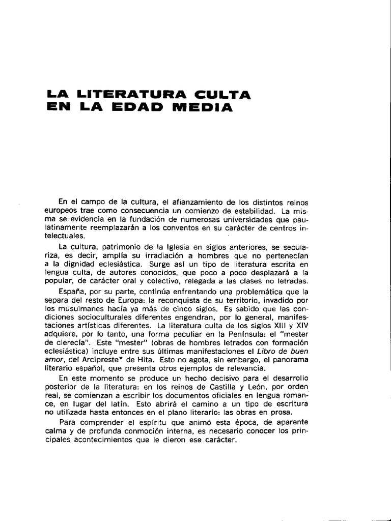 La Literatura Culta en La Edad Media | PDF