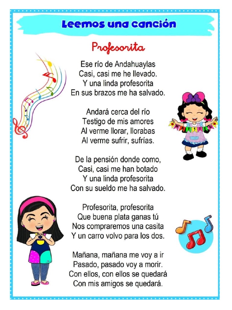 Ficha de Canción Profesora 03-07 | PDF