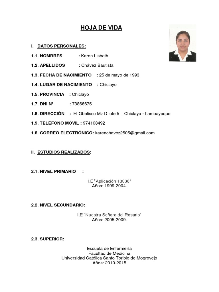 CV Karen Lis | PDF | Hospital | Programas sociales