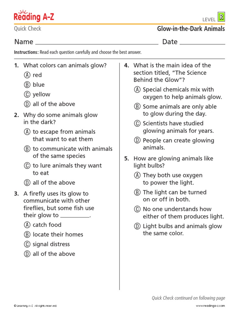 Glow in The Dark Quiz | PDF