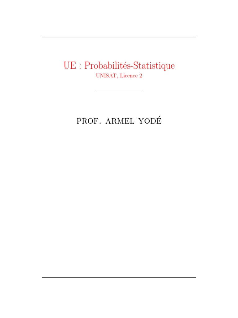 Unisat L 2 Proba Stat | PDF | Variable aléatoire | Loi de probabilité