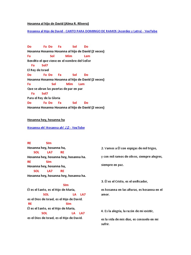 Hosanna Al Hijo de David | PDF Hosanna Al Hijo de David | PDF
