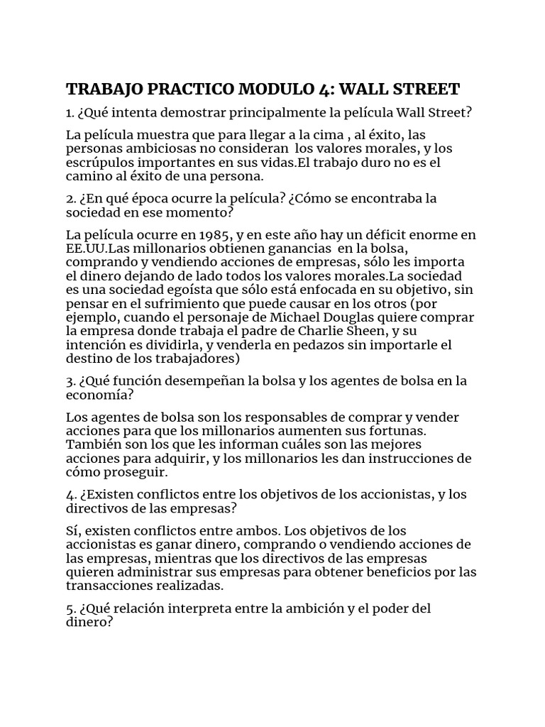 TP Wall Street | PDF | Economias