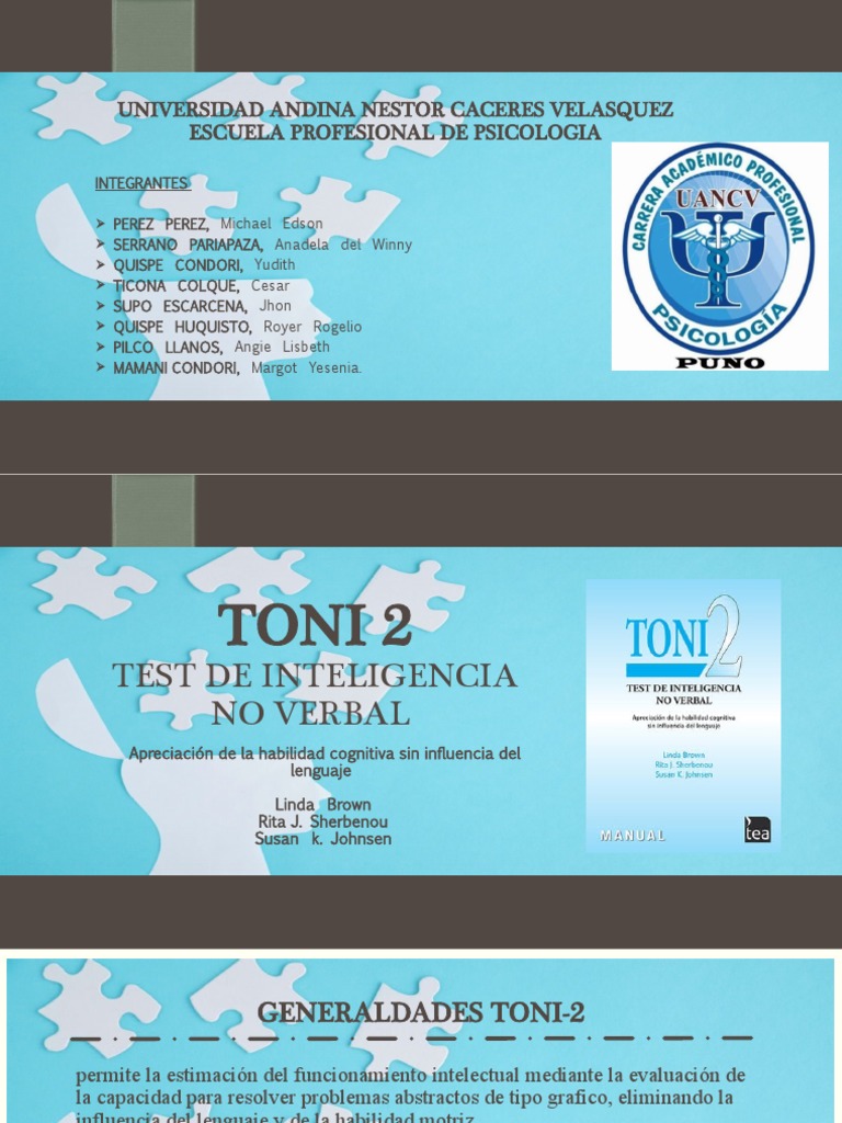 Test de Inteligencia No Verbal TONI-2 | PDF | Inteligencia | Analogía