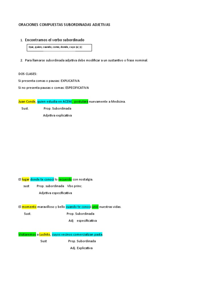Oraciones | PDF | Adjetivo | Adverbio