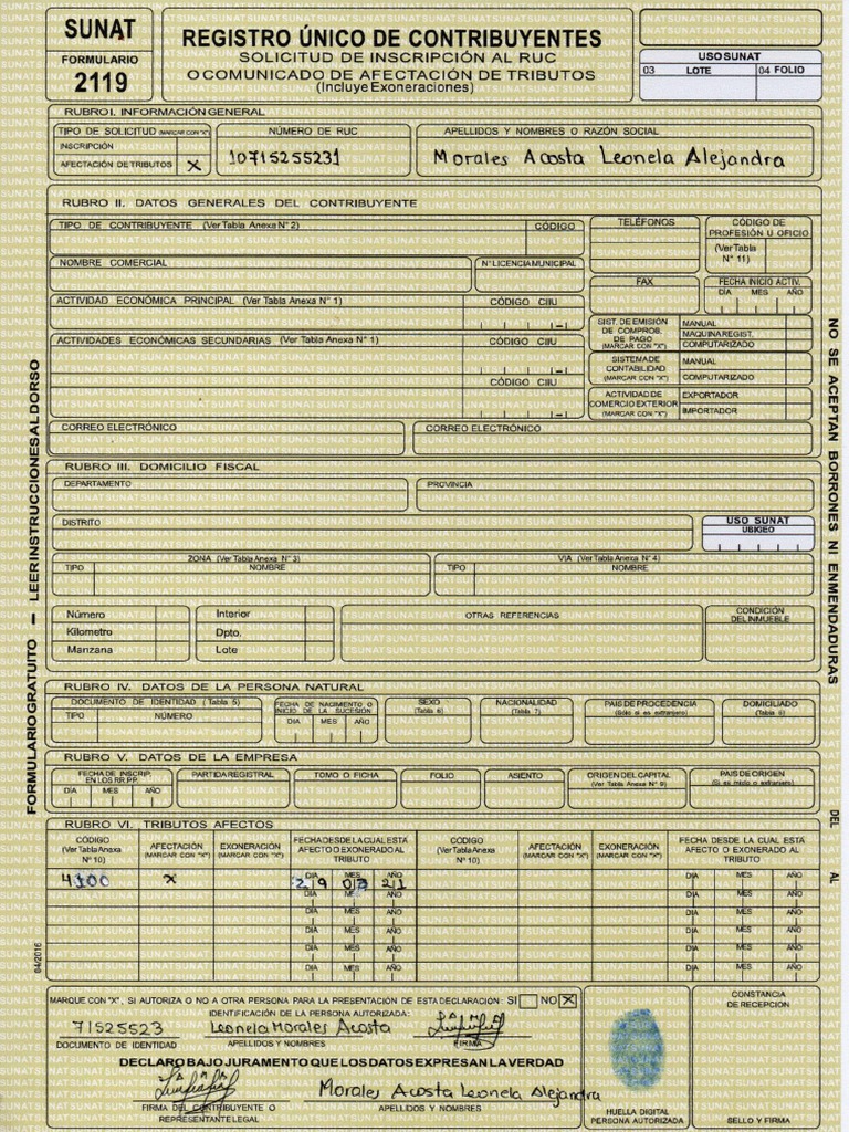 Formulario 2119 | PDF