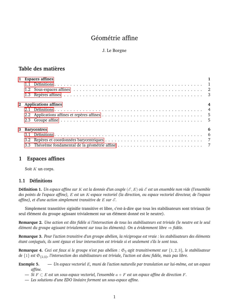 Geom Affine | PDF | Espace vectoriel | Analyse mathématique
