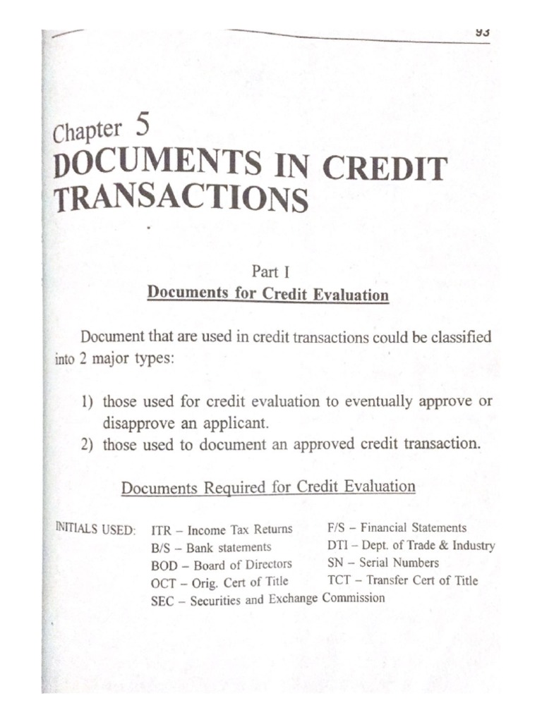 FIN 6 Documents in Credit Transactions | PDF