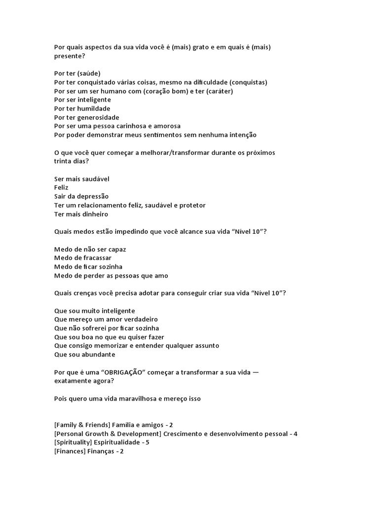 Por Quais Aspectos Da Sua Vida Você É | PDF | Amor | Família