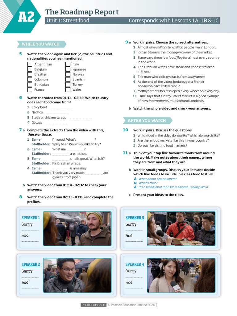 A2 Street Food Video Worksheet | PDF | Foods | Cuisine