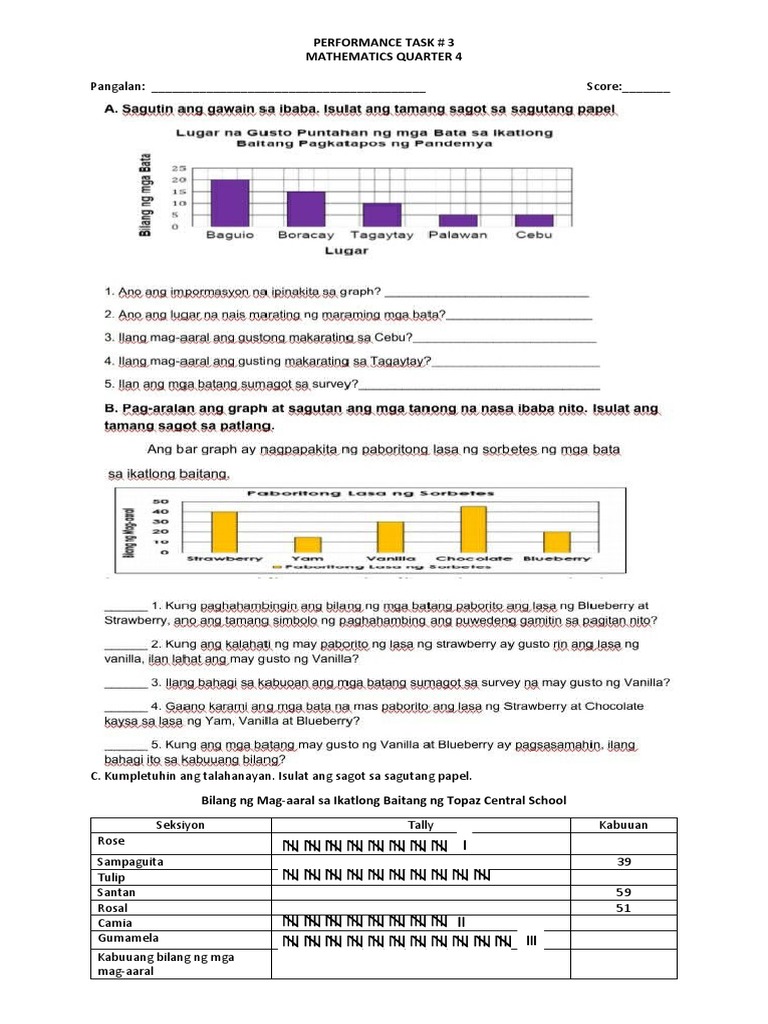 PERFORMANCE TASK 3 Math Q4 | PDF