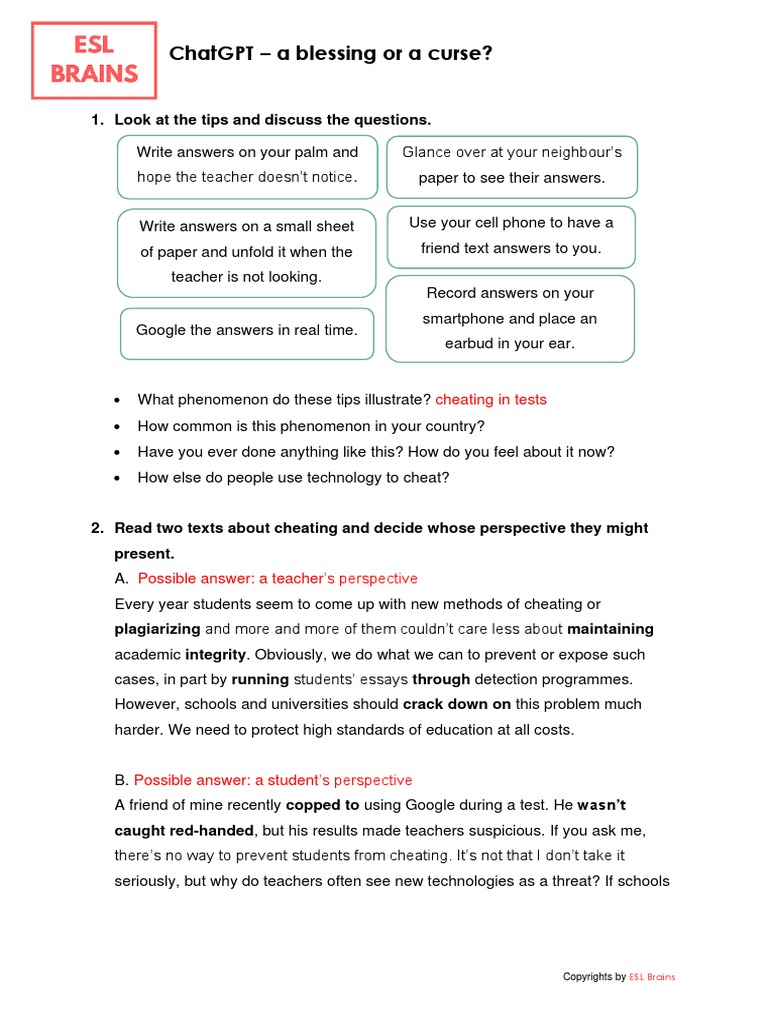 ESL-Brains-ChatGPT-a-blessing-or-a-curse-TV-9872 | PDF | Plagiarism | Academic Integrity